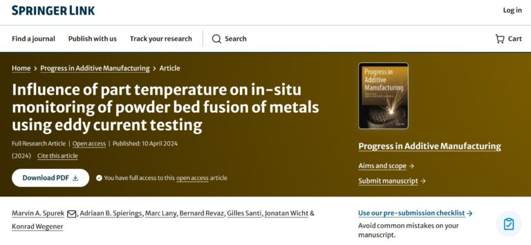 Paper published about the influence of temperature on insitu eddy currents measurements — AMiquam