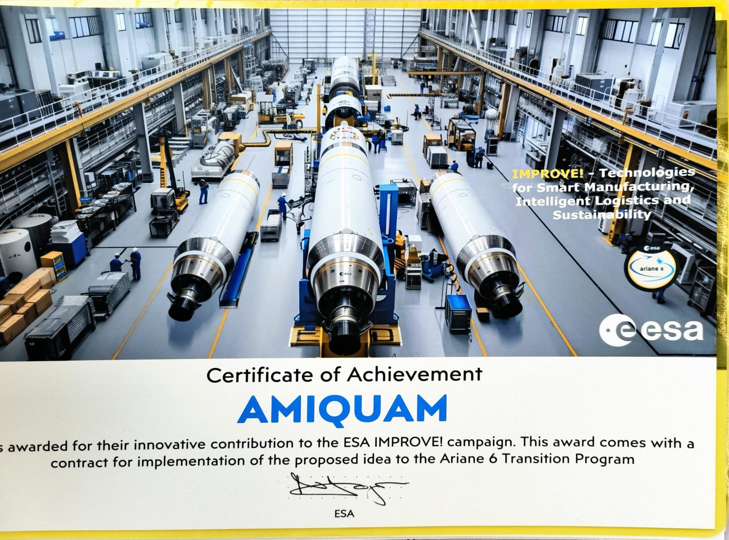 AMiquam awarded by the ESA improve! campaign — AMiquam